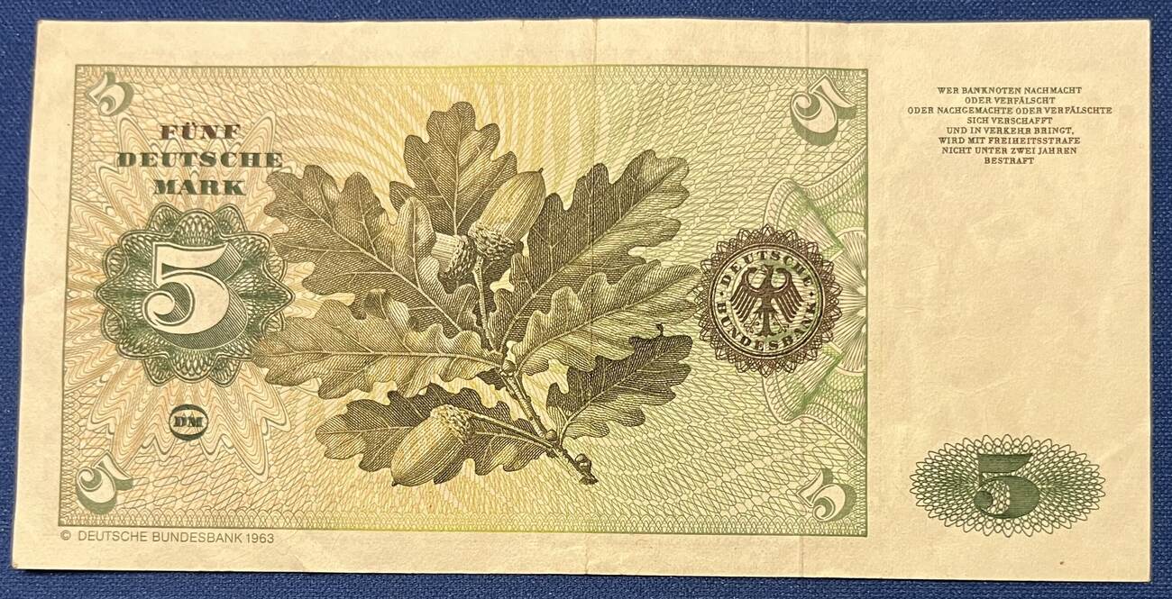 Deutschland BRD 5 Deutsche Mark 1980 5 DM Banknote III | MA-Shops