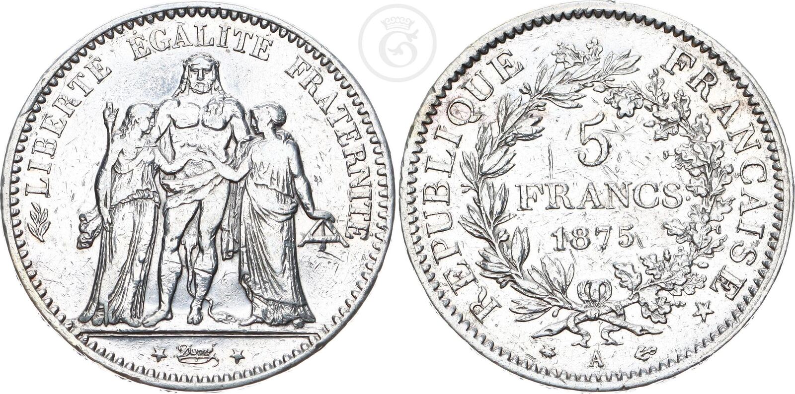 Frankreich 5 Francs 1875 A Dritte Republik 1870-1940 - Paris - Herkules ...