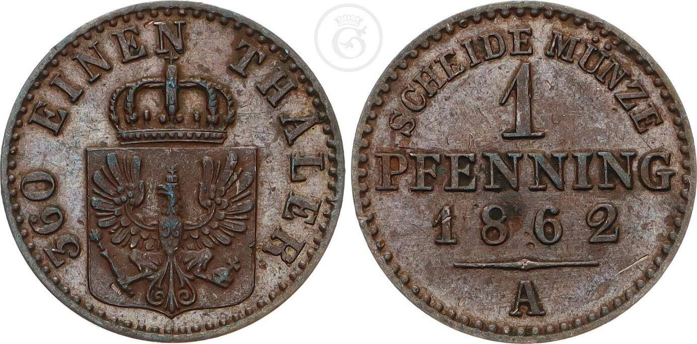 Preußen 1 Pfennig 1862 A vz | MA-Shops