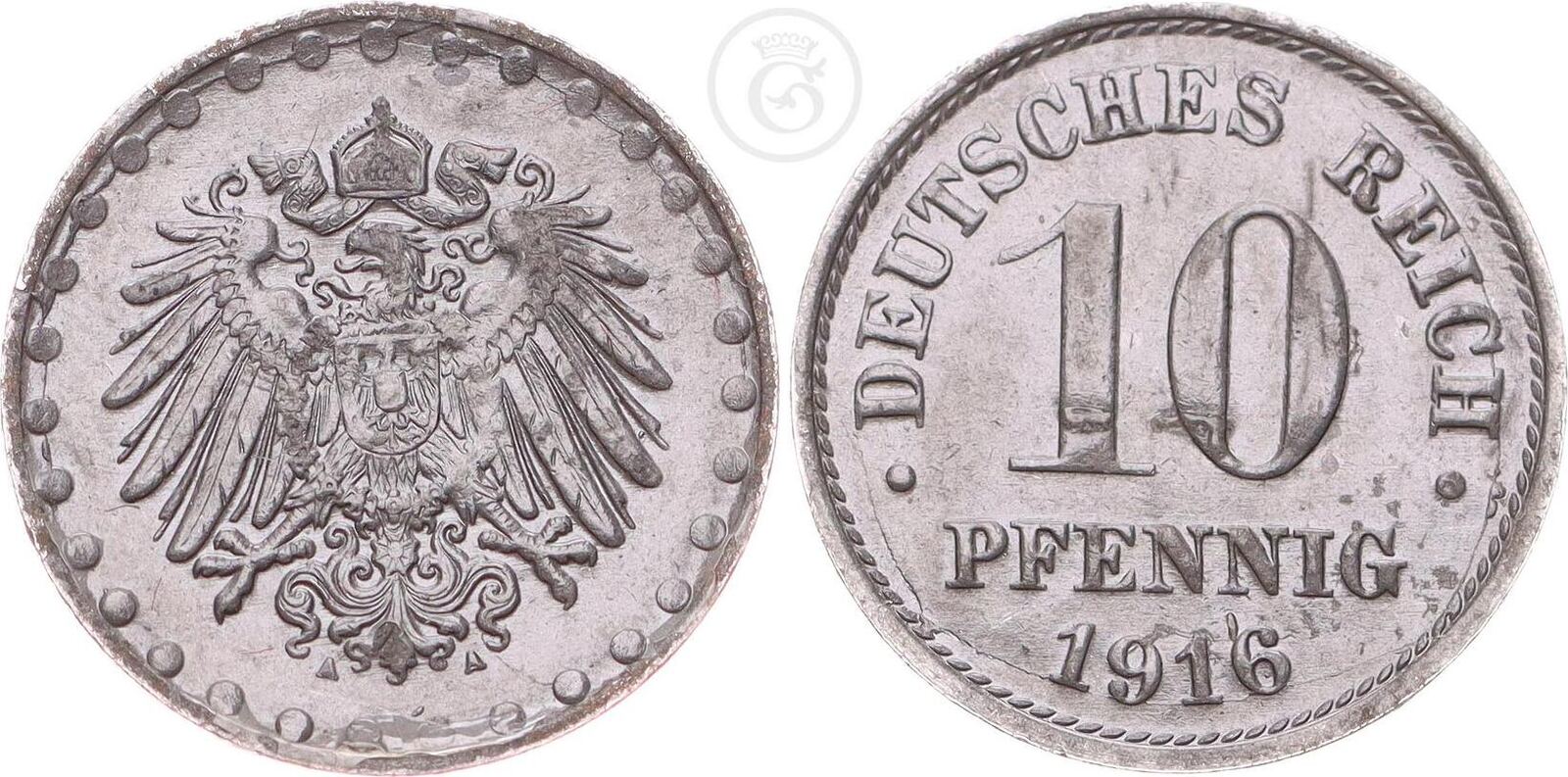 Deutschland - 1. Weltkrieg 10 Pfennig 1916 A vz, zaponiert | MA-Shops
