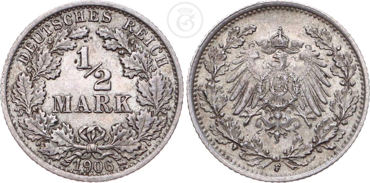 Deutsches Kaiserreich 1/2 Mark 1906 F 1/2 Reichsmark ss-vz | MA-Shops