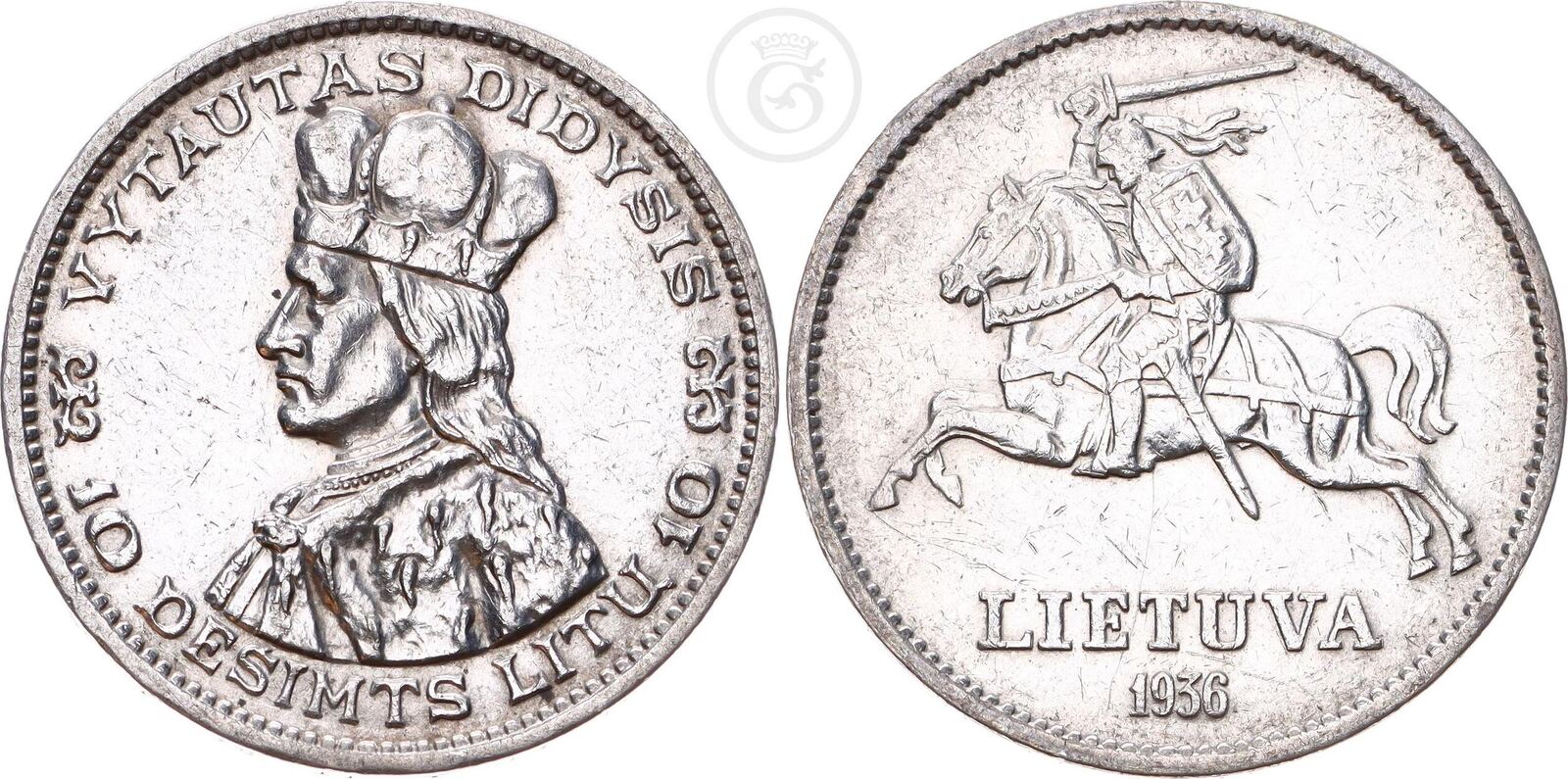 Litauen 10 Litu 1936 erste Republik - Vytautas Didysis f. vz | MA-Shops
