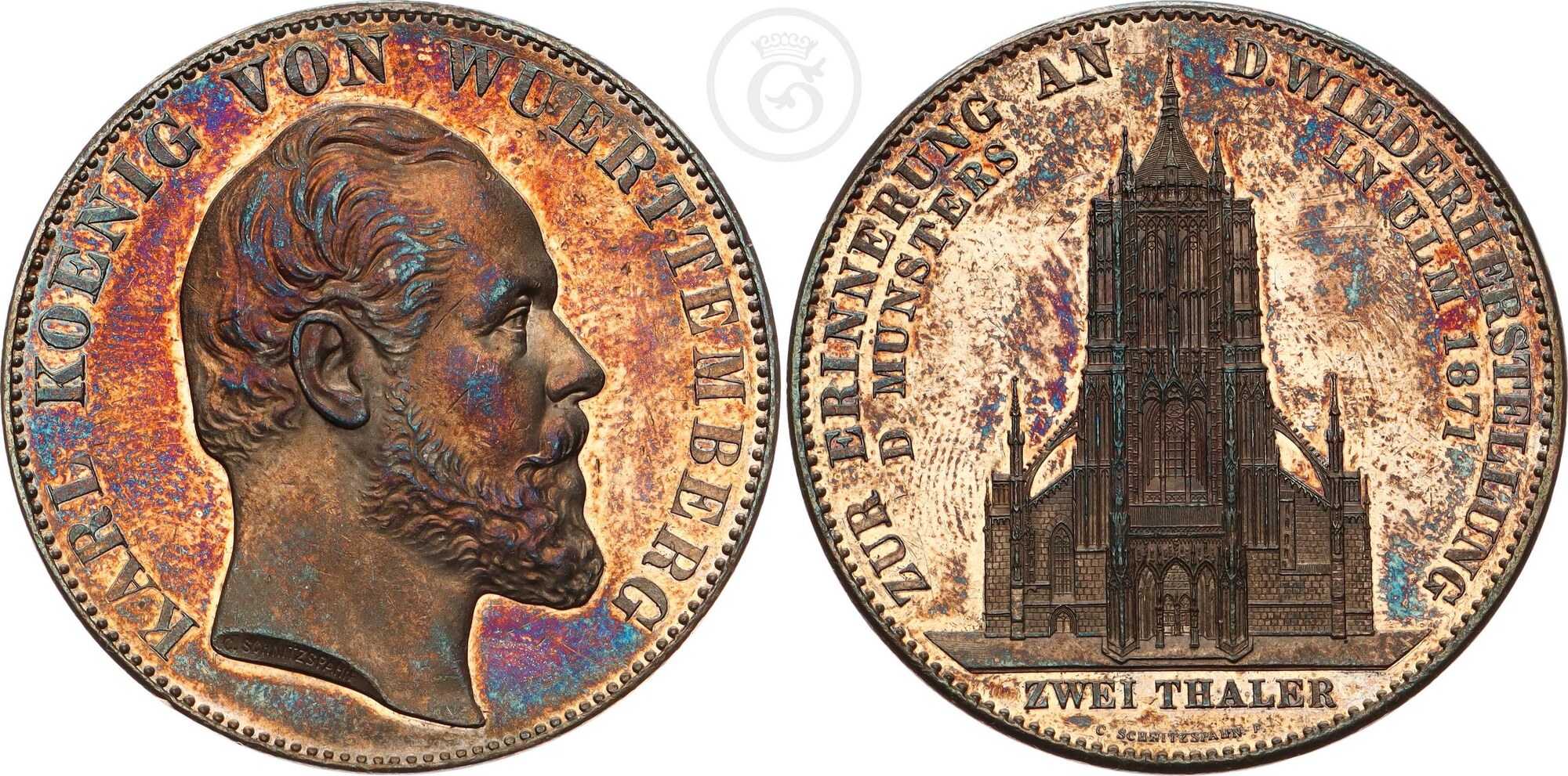 Altdeutschland - Württemberg Doppeltaler 1871 Karl König von ...