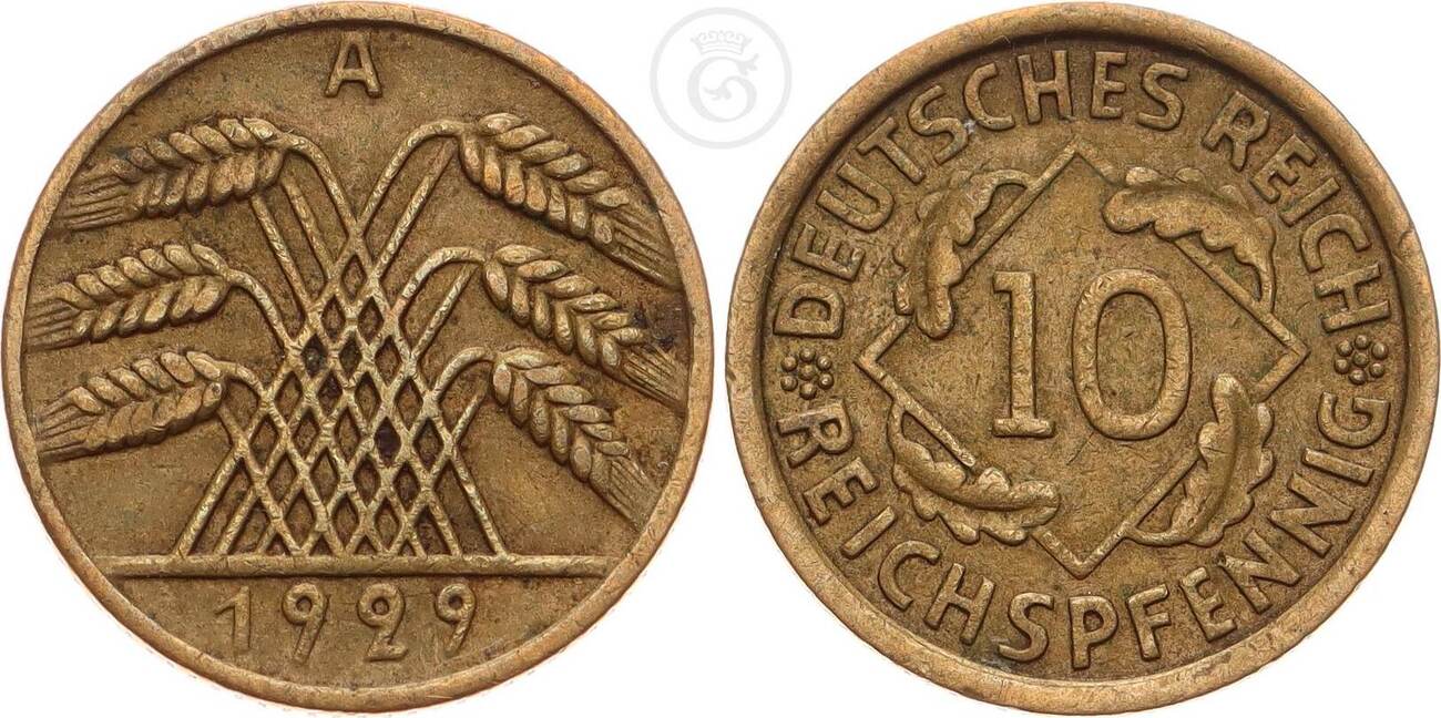 Deutschland - Weimar 1929 A Weimarer Republik - 10 Pfennig Kursmünze ss ...