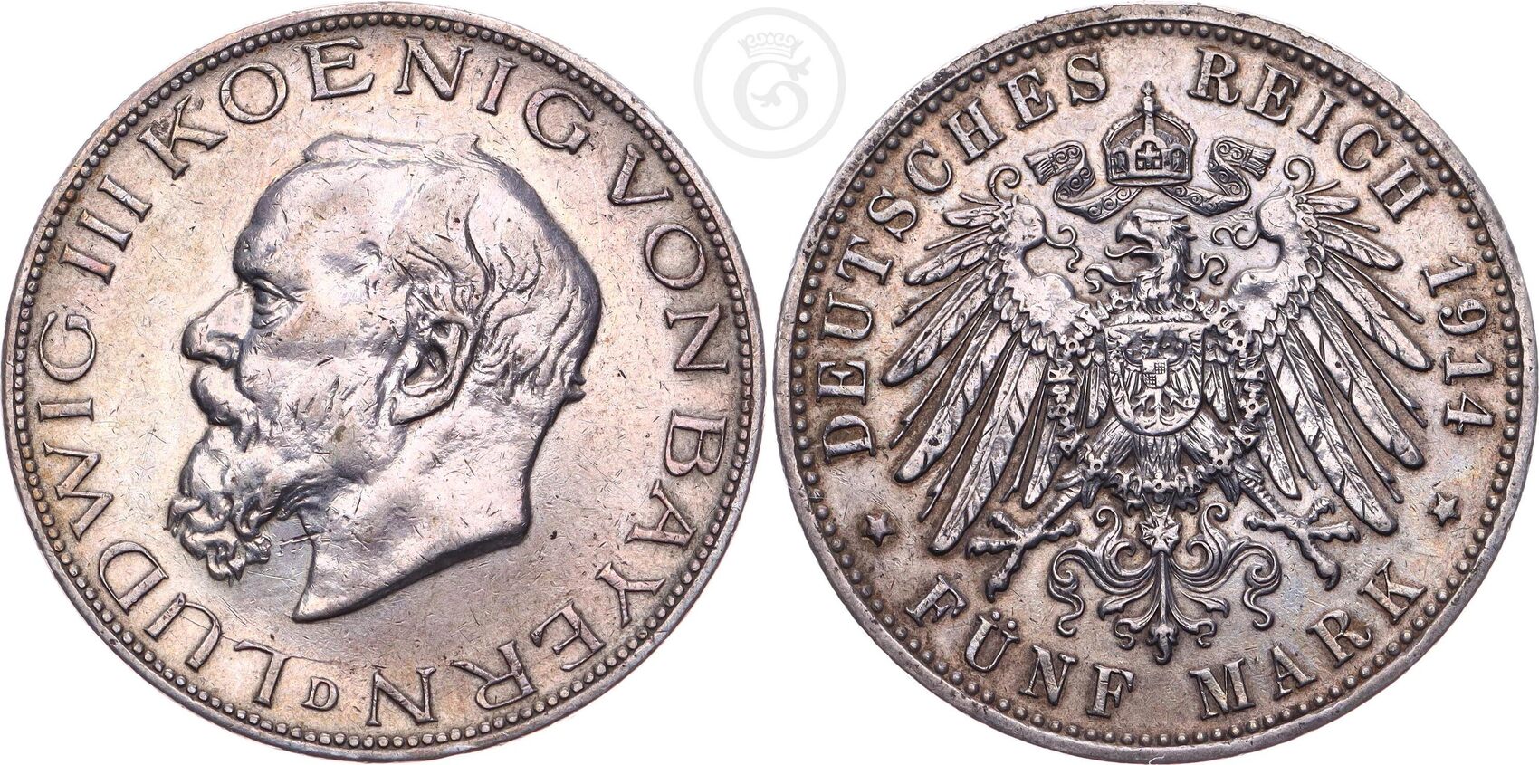 Deutsches Kaiserreich - Bayern 5 Mark 1914 D Königreich Bayern 5 Reichsmark Ludwig III ss | MA-Shops