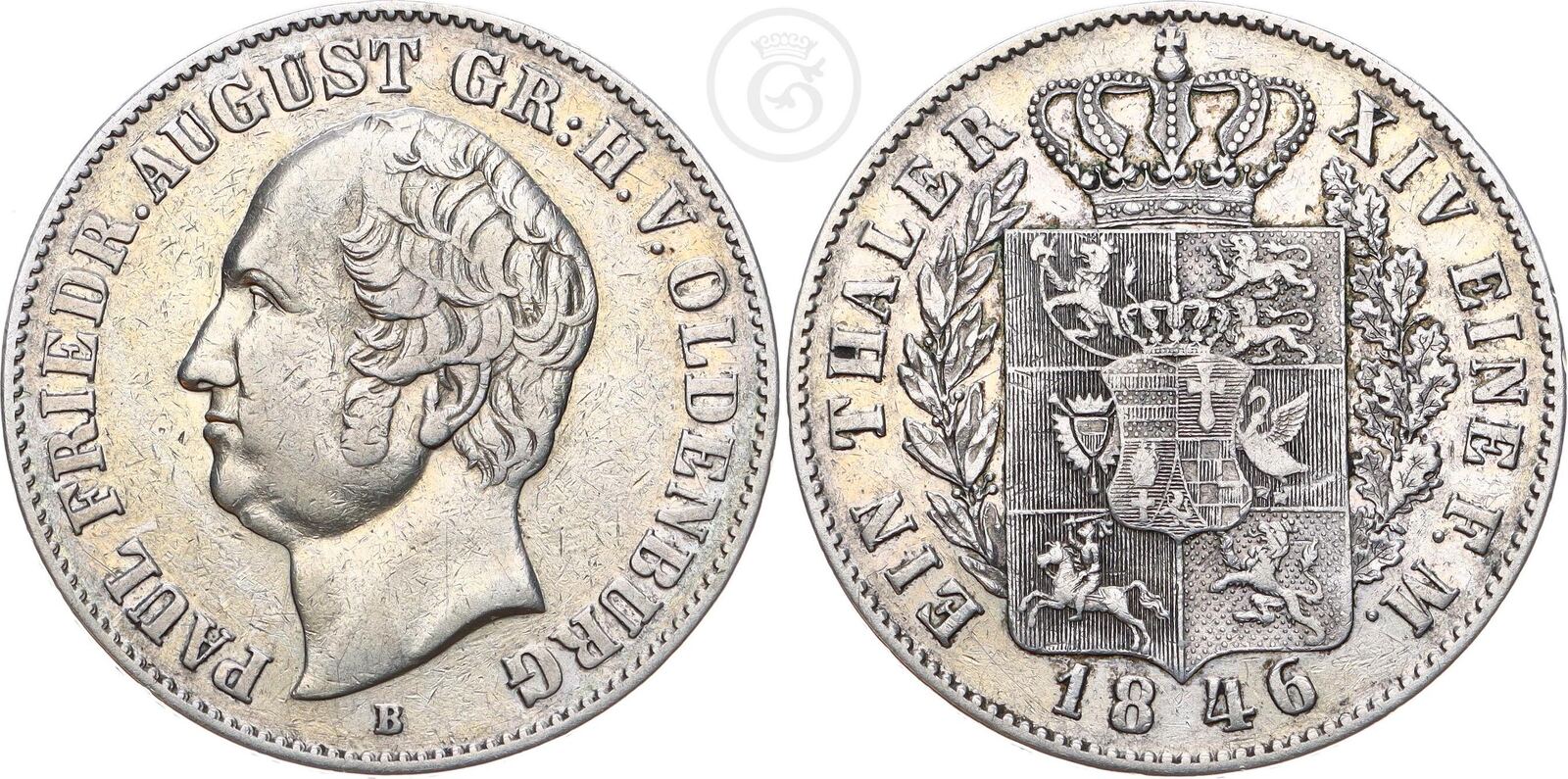 Oldenburg Taler 1846 B Paul Friedrich August 1829-1853 Großherzog ss | MA-Shops