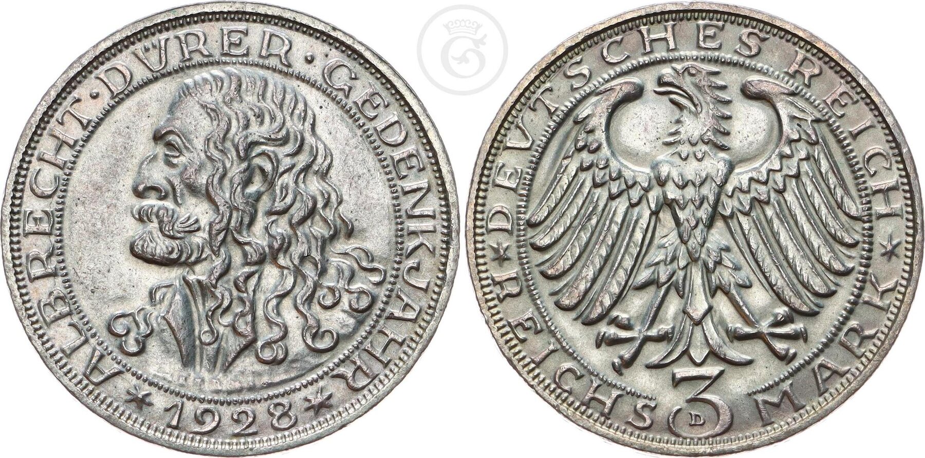 3 Mark 1928 D Weimarer Republik - 3 Reichsmark Albrecht Dürer vz-st ...