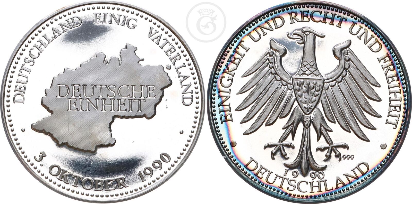 Deutschland BRD Silbermedaille 1990 Deutsche Einheit PP, Patina | MA-Shops