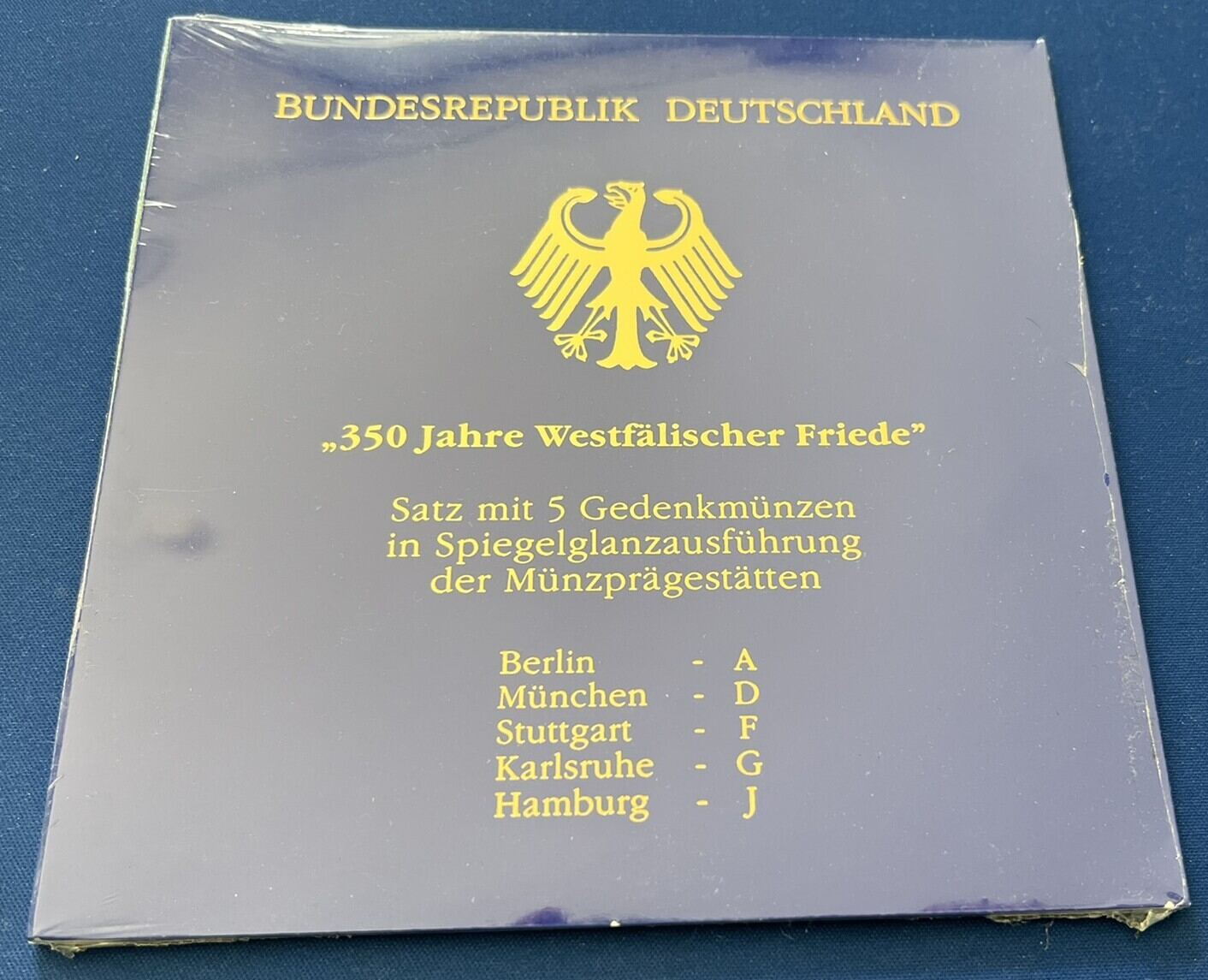Deutschland BRD 5 x 10 Mark 1998 ADFGJ - 10 Mark Gedenkmünzen - 350 ...
