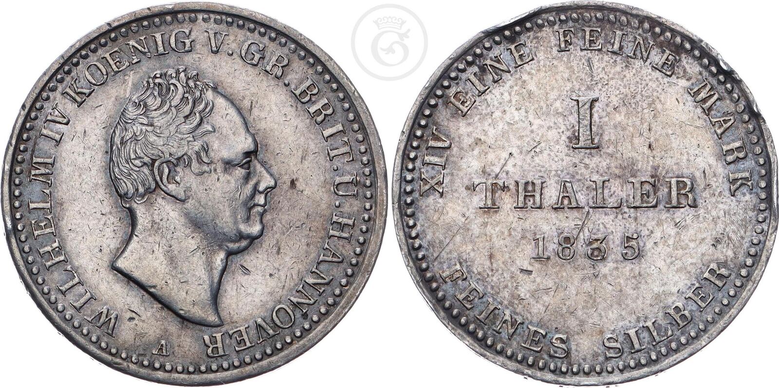 Braunschweig-Calenberg-Hannover Taler 1835 A Wilhelm IV. (1830-1837) König von Hannover ss-vz ...