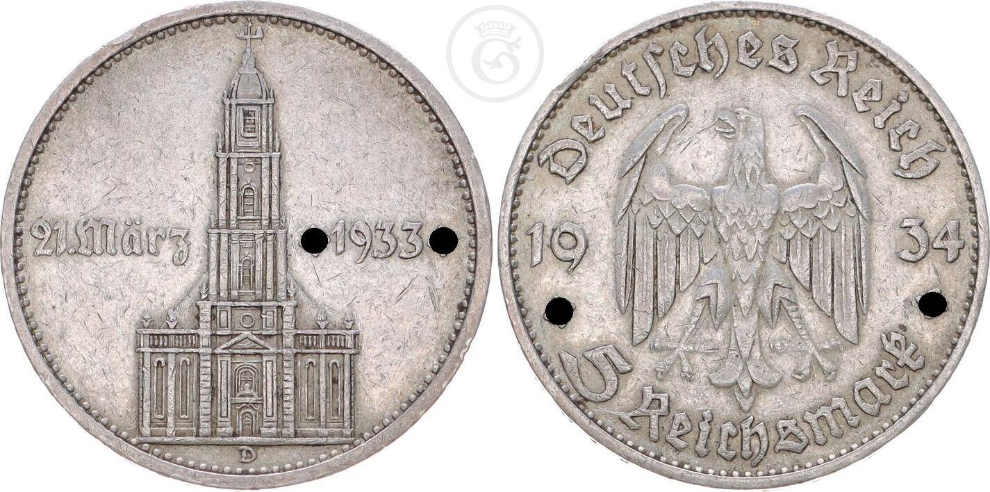 Deutschland - Drittes Reich 5 Mark 1934 A 5 Reichsmark Garnisonkirche ...