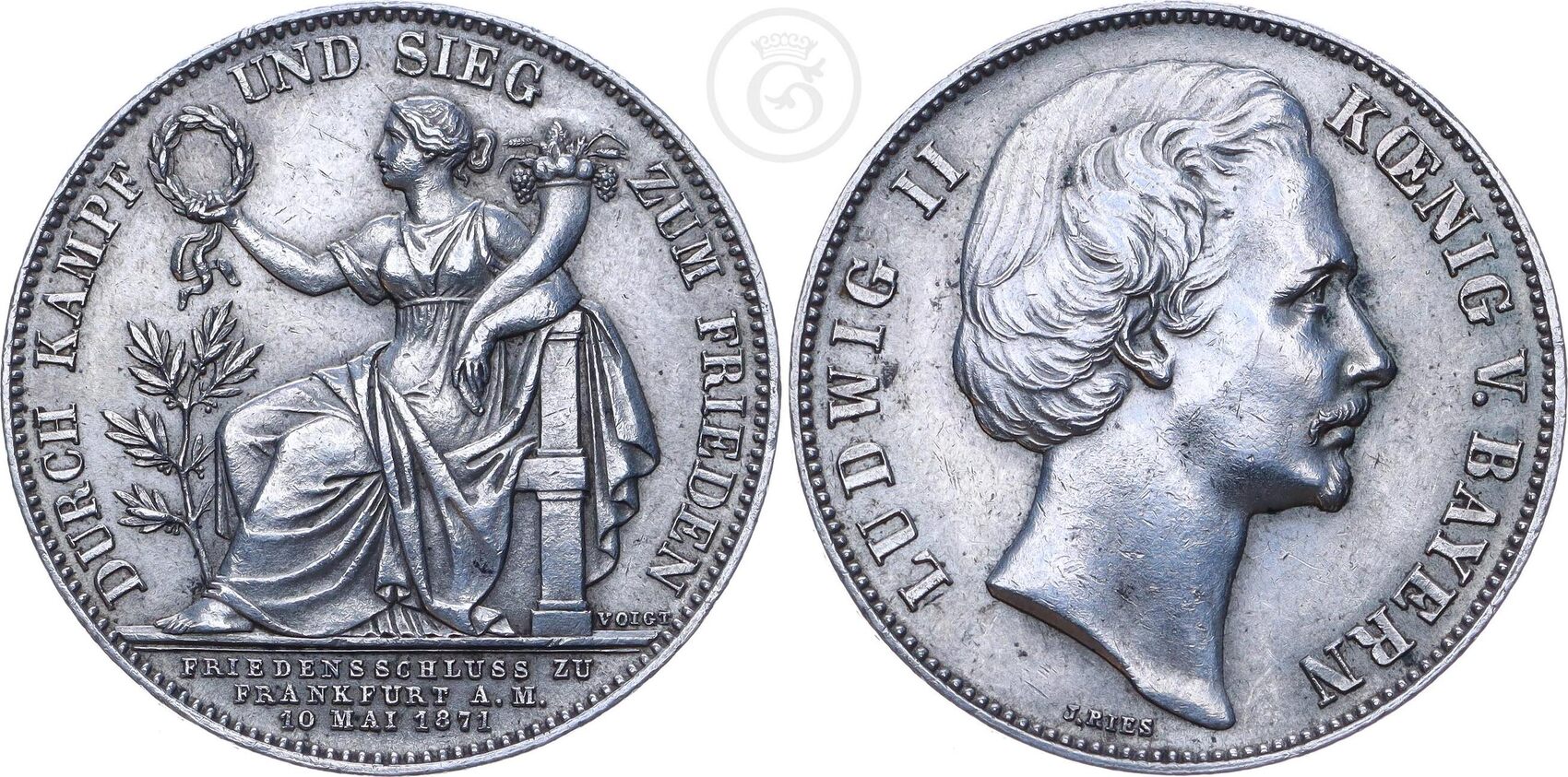 Altdeutschland - Bayern 1871 Königreich Bayern Siegestaler - Ludwig II ...