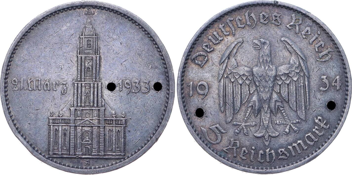 Deutschland - Drittes Reich 5 Mark 1934 A 5 Reichsmark Garnisonkirche ...