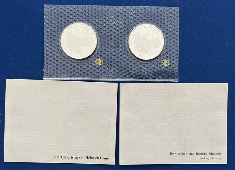 Deutschland BRD 2 x 10 Mark 1997 10 Deutsche Mark - 200. Geburtstag von ...