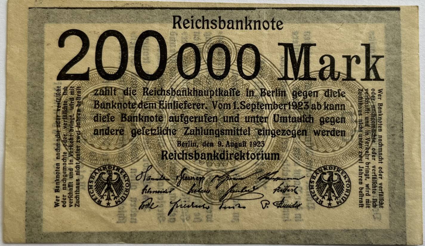Germany 200.000 Mark 1923 political Mark notes against financial ...