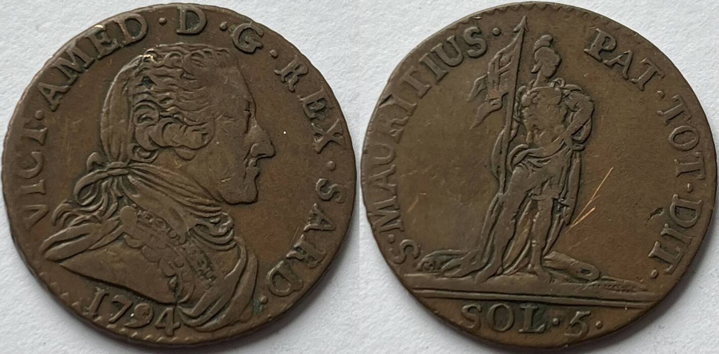 Italian States (Sardinia) 5 sol 1794 SS | MA-Shops