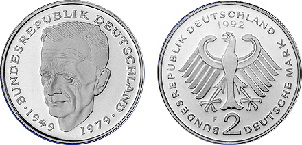 2 Deutsche Mark 1992 Deutschland circuliert | MA-Shops