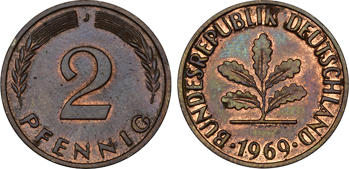 2 Pfennig 1969 Deutschland sehr schön - vorzüglich | MA-Shops