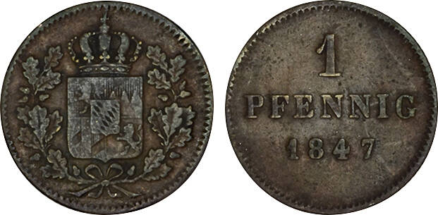 1 Pfennig 1847 Bayern, Herzogtum | MA-Shops