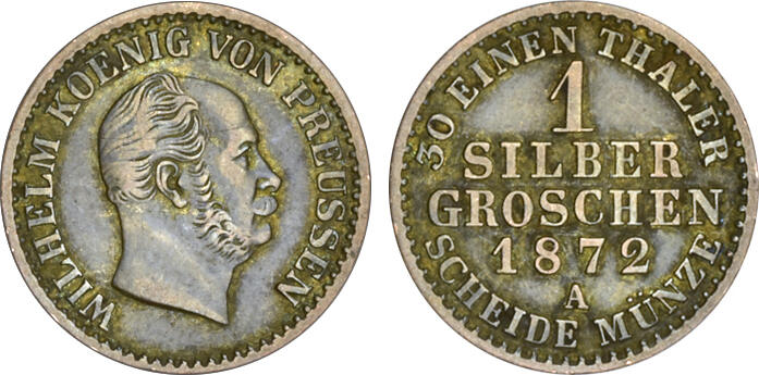Silbergroschen - 1872 Brandenburg-Preußen sehr schön | MA-Shops