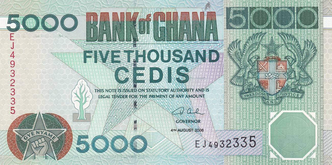 Ghana 5000 Cedis 2006 Geldschein Banknote bankfrisch unc | MA-Shops