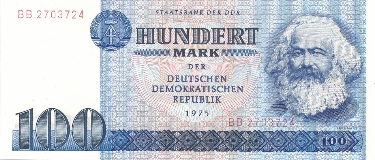 Deutschland 100 Mark 1975 Geldschein Banknote DDR Karl Marx ...