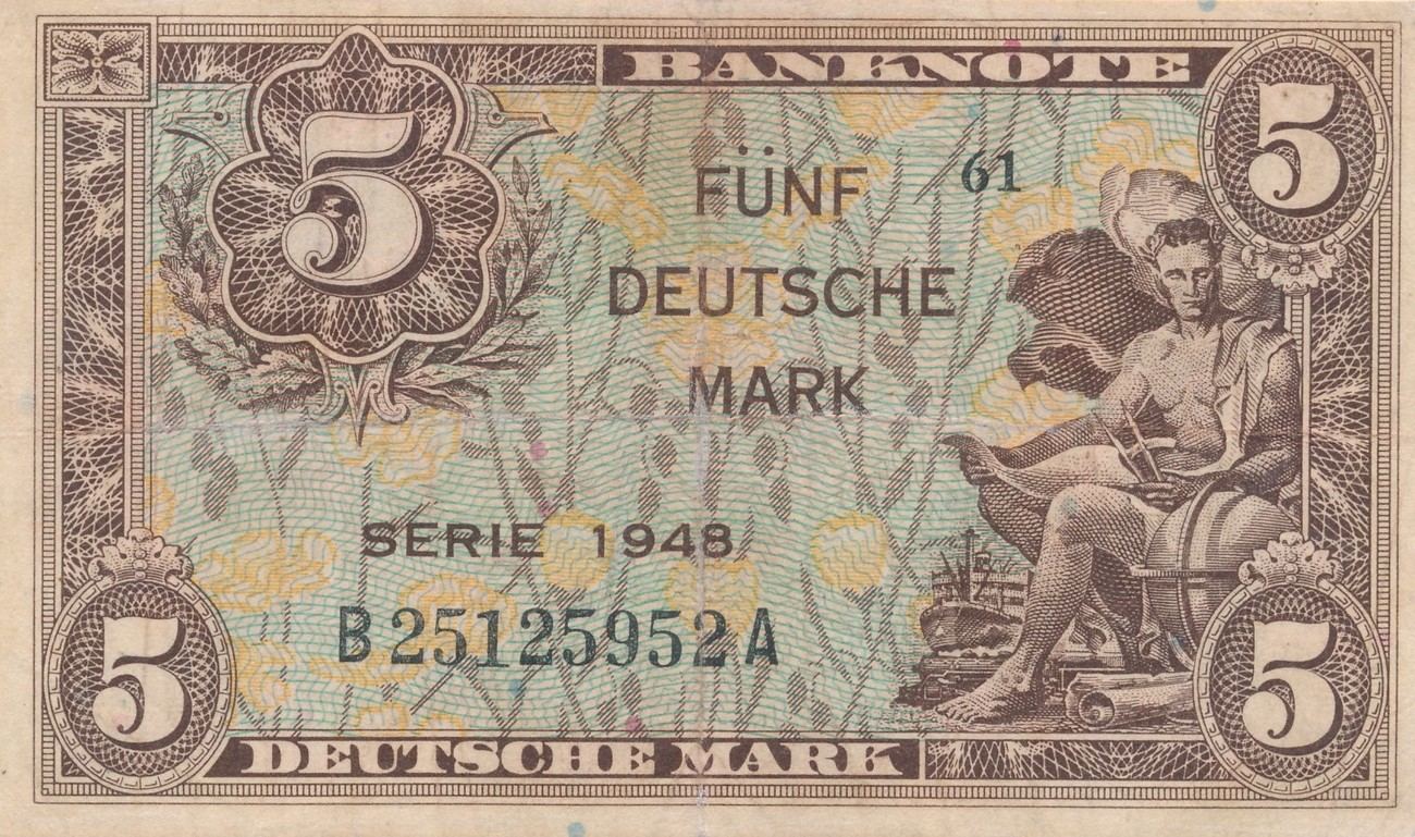 Bank deutscher Länder Fünf deutsche Mark 1948 Banknote Serie A | MA-Shops