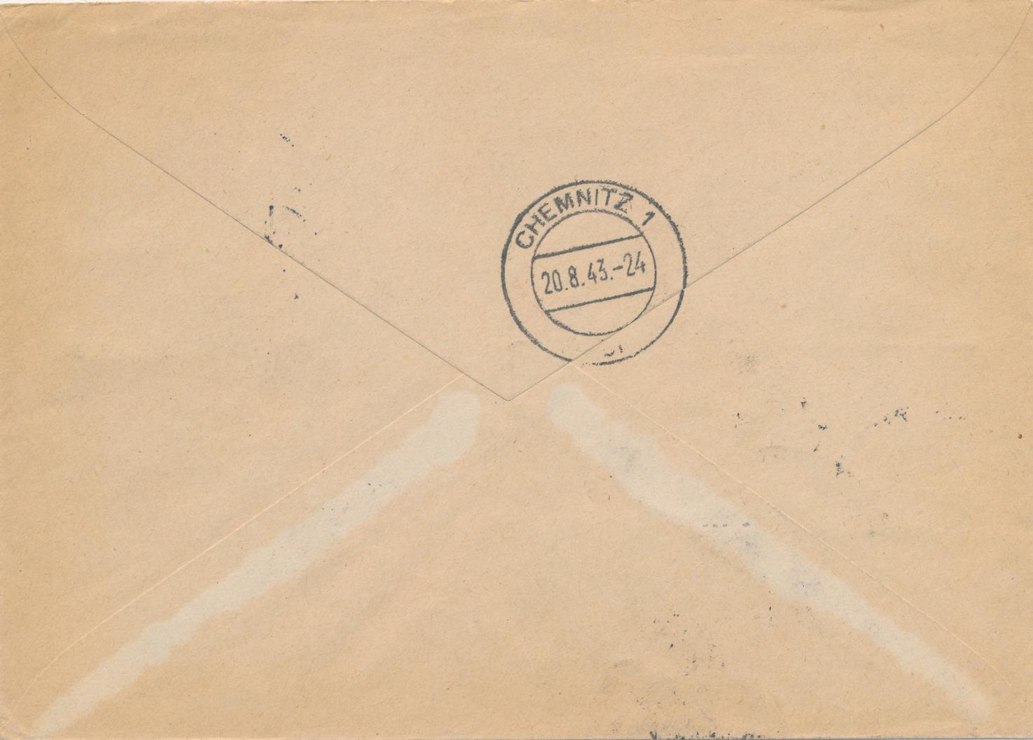 III. Reich 1943 R-Brief Danzig Langfuhr 1 befördert mit Luftpost und ...