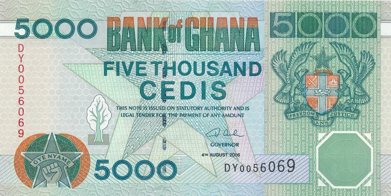 Ghana 5000 Cedis 2006 Geldschein Banknote bankfrisch unz | MA-Shops