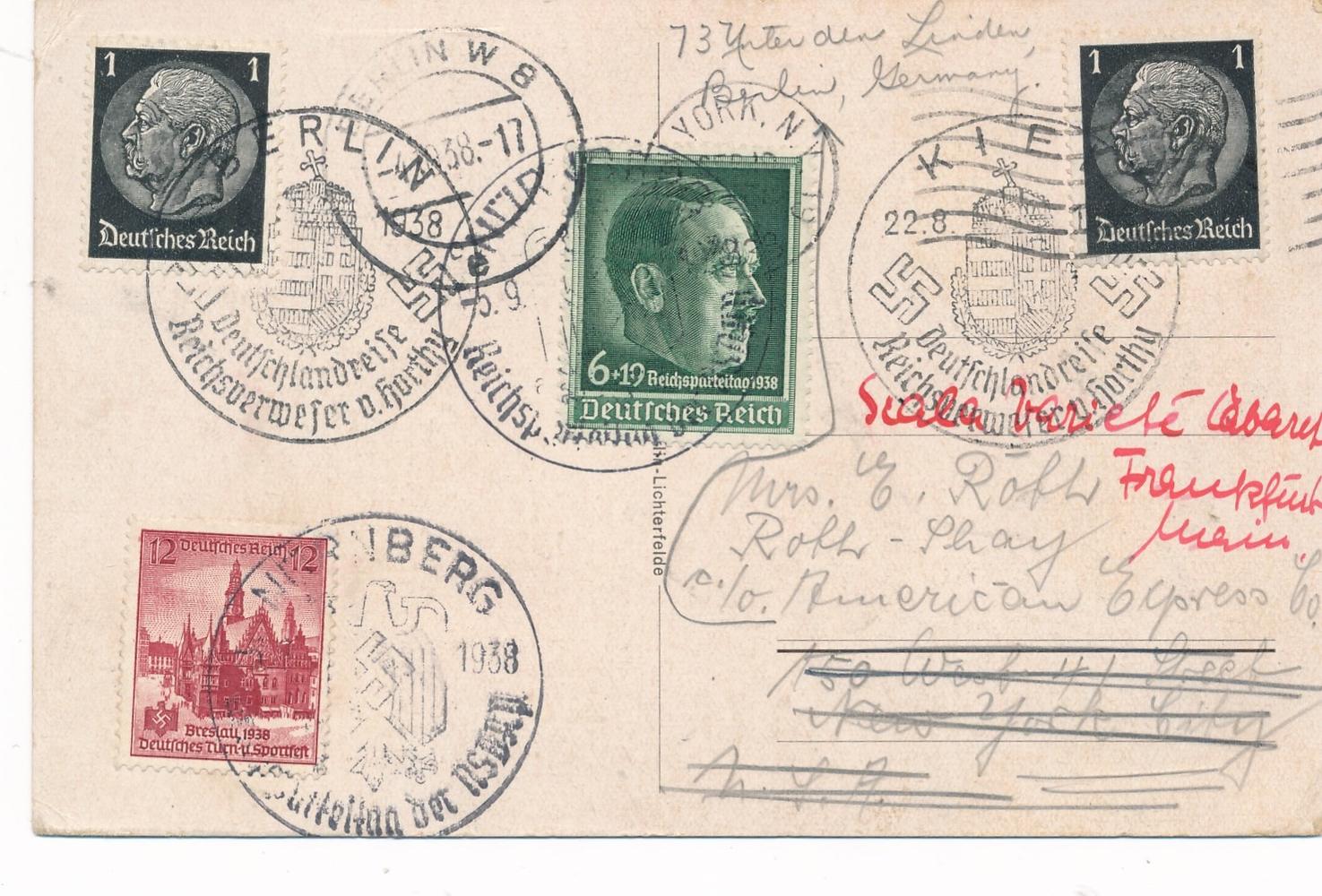 III. Reich 1938 AK Staatstreffen Hitler- v. Horthy, postalisch gelaufen ...