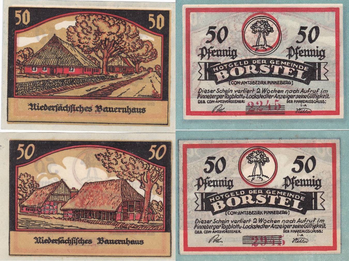2x 50 Pfennig Zwei Notgeldscheine aus Borstel I | MA-Shops 2x 50 Pfennig Zwei Notgeldscheine aus Borstel I | MA-Shops