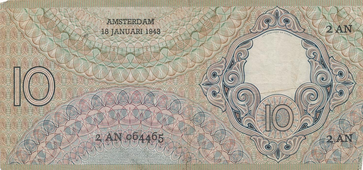 Niederlande 10 Gulden 1943 Geldschein Banknote Gemälde von Rembrandt ...