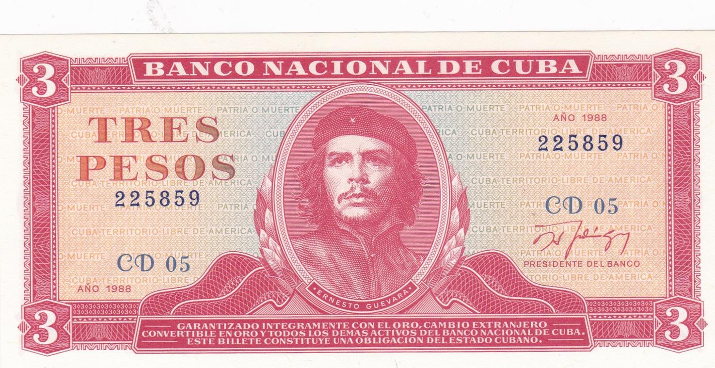 Cuba 3 Pesos 1988 Geldschein Banknote Kuba unc | MA-Shops