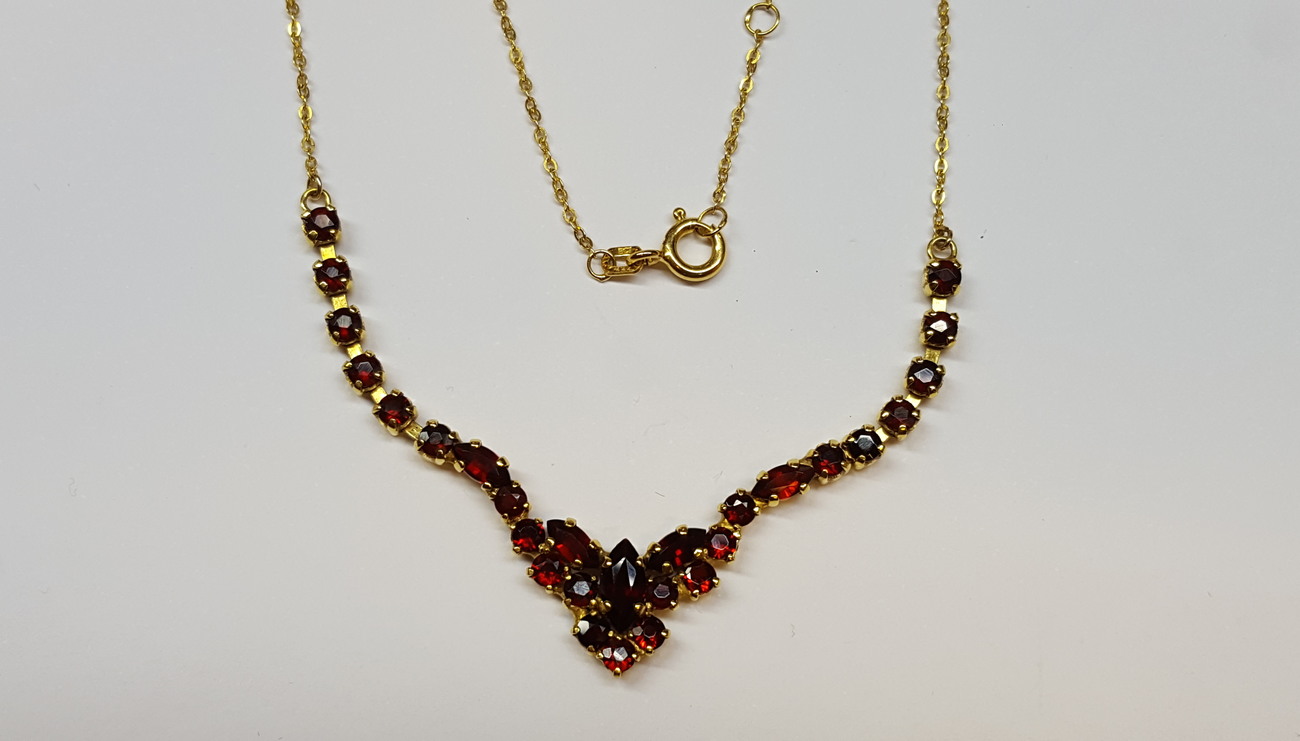 Böhmisches Granatcollier Granat kette Collier 8 Karat Gold | MA-Shops