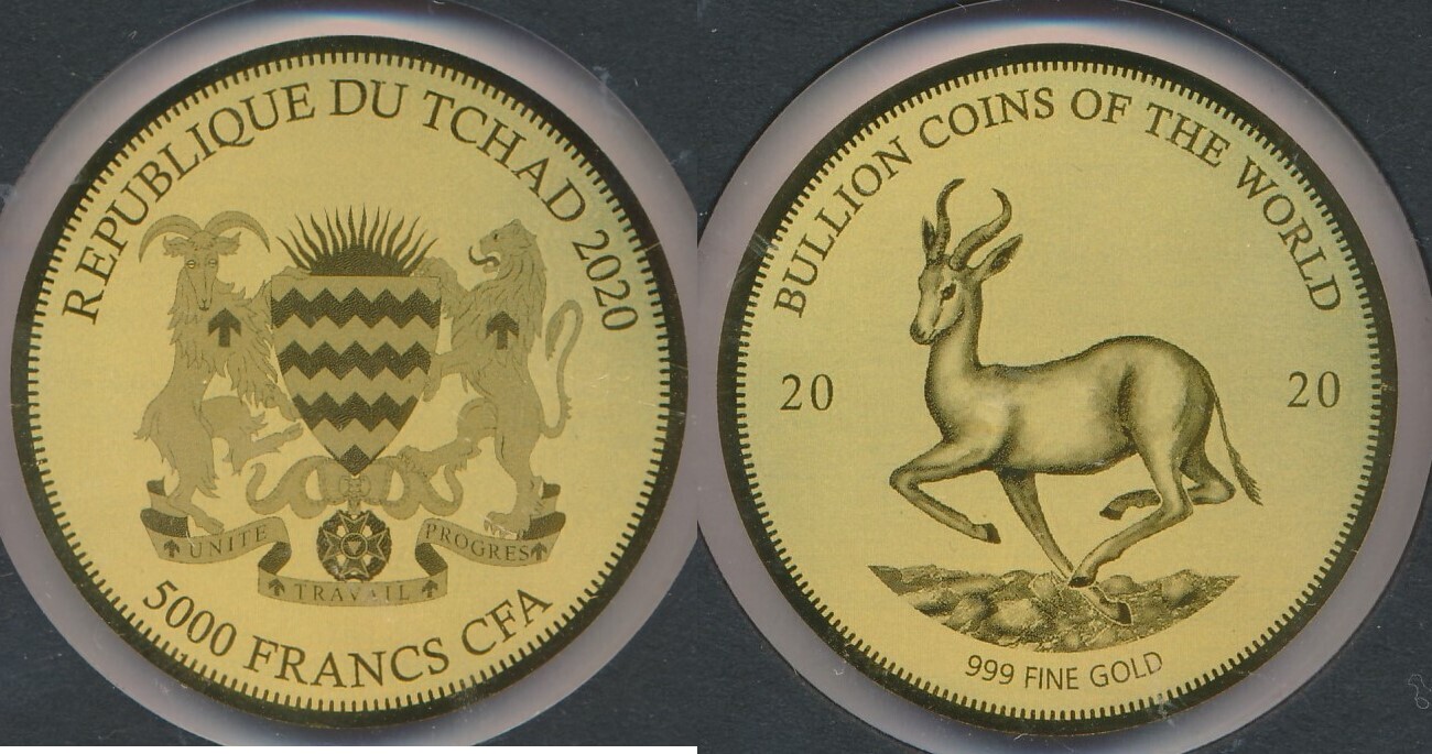 Tchad 5000 Francs CFA 2020 999er Fein Gold Bullion Coins Tschad 1/200 ...