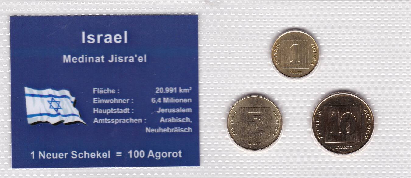 Israel 1 5 10 Agorot Münzen Set original verschweißt unc | MA-Shops