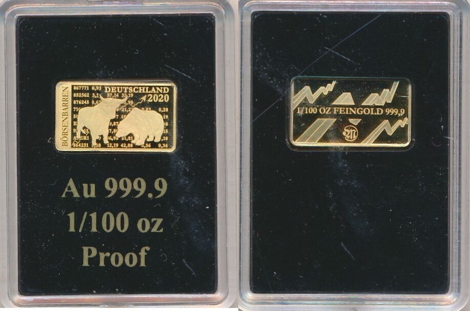 Deutschland Goldbarren 2020 Barren 1 100 Oz Au 999 9 Feingold