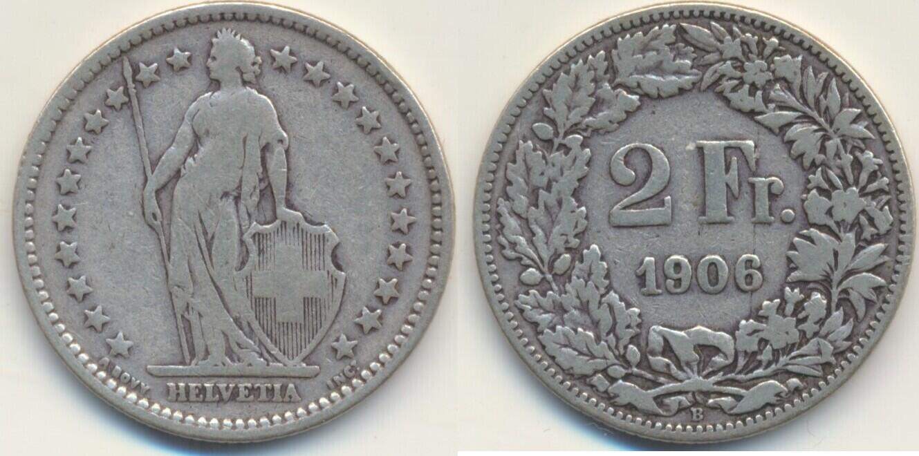 Schweiz 2 Franken 1906 Stehende Helvetia | MA-Shops