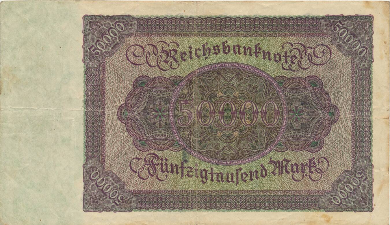 Deutschland 50 Tausend Mark 1922 Reichsbanknote KN 8stellig, Serie: D ...