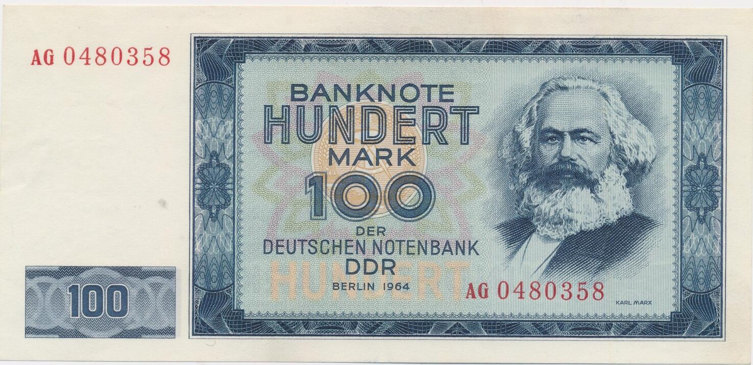 Deutschland DDR 100 Mark 1964 Geldschein Banknote Notenbanknote KN 7 ...