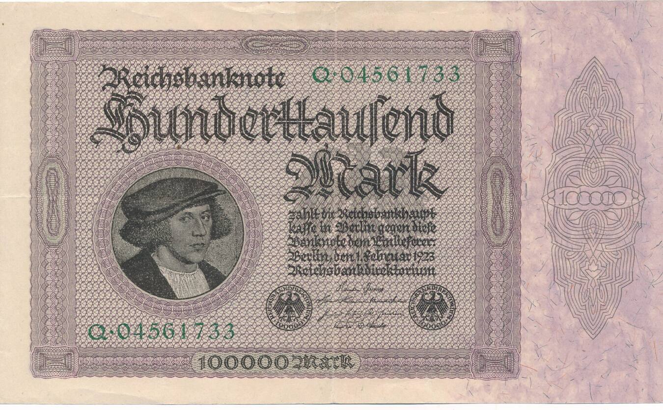 Deutschland Deutsches Reich 100 Tausend Mark 1923 Geldschein Banknote ...
