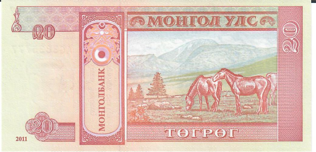 Mongolei 20 Tugrig 2011 Banknote Geldschein unc | MA-Shops