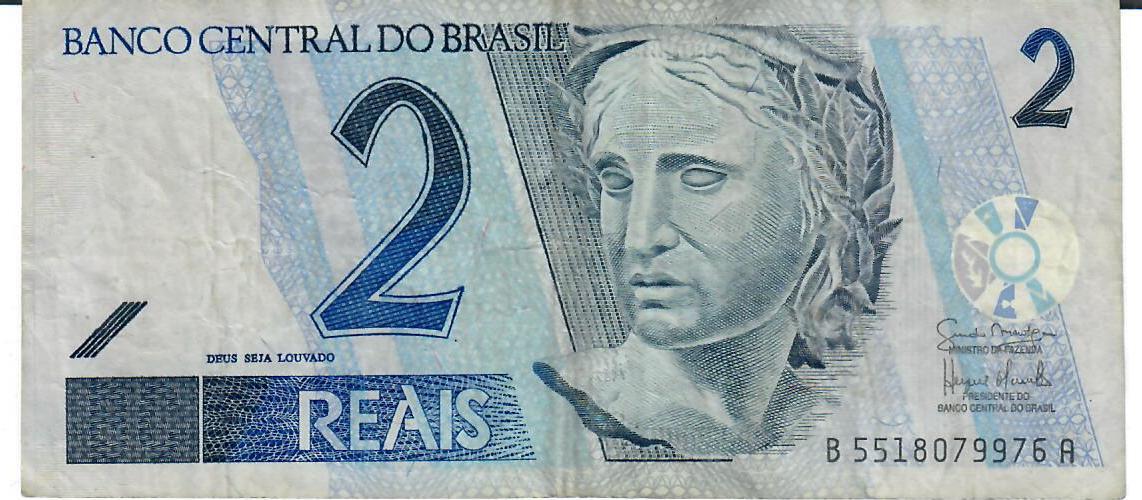 Brasilien 2 Reais o.D.(2001-2002) Banknote Geldschein II- | MA-Shops