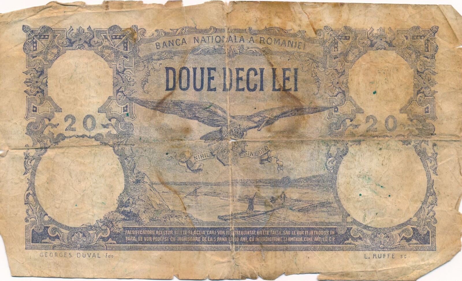 Rum nien 20 Lei 19 September 1929 Geldschein Banknote DOUE DECI LEI Rum nien 20 Lei 19 September 1929 Geldschein Banknote DOUE DECI LEI