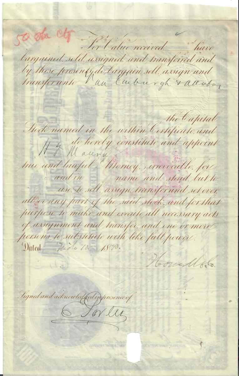 USA 100 Shares Chicago, St. Louis and Pittsburgh Rail Road Company 1890 ...