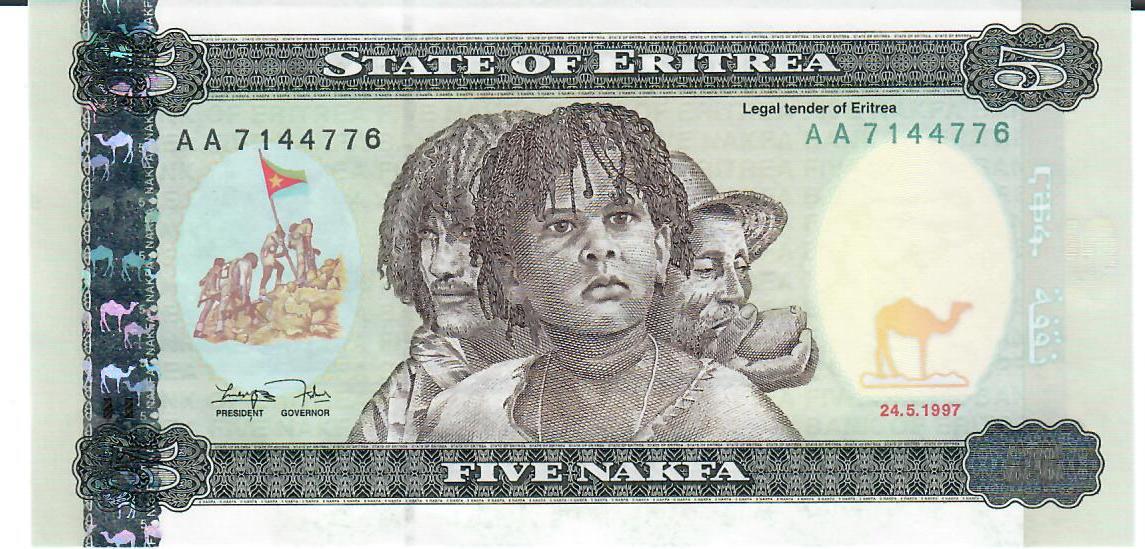 Eritrea 5 Nakfa 1997 Banknote Geldschein unc | MA-Shops