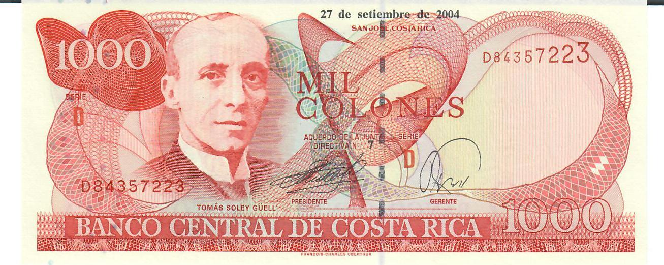 Costa Rica 1000 Colones 2004 Banknote Geldschein unc | MA-Shops
