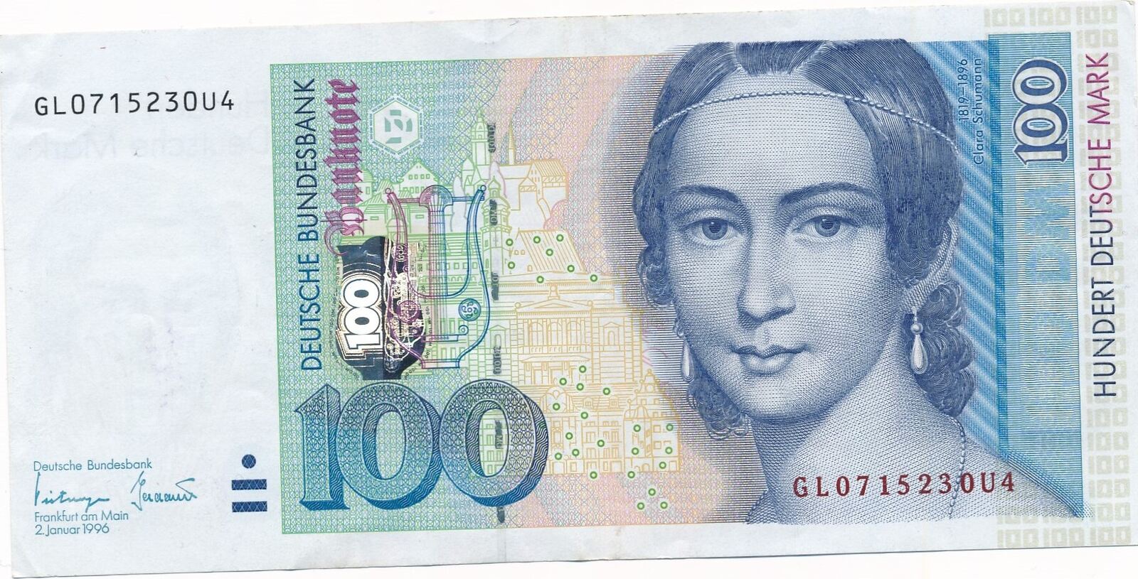 Deutschland 100 DM Deutsche Mark 1996 Geldschein Banknote Clara ...