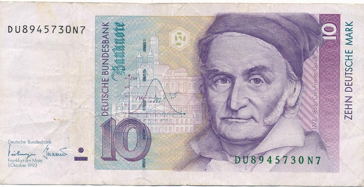 Deutschland 10 DM Deutsche Mark 1993 Geldschein Banknote Serie DU III ...