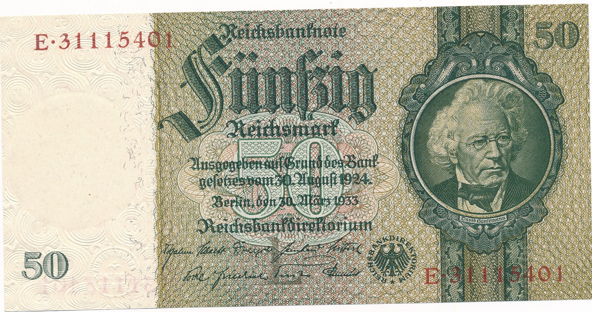 Deutschland Deutsches Reich Drittes Reich 50 Mark Reichsmark 1933-1945 ...